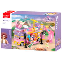 Constructor Sluban Musical house on wheels Pink procură in Moldova